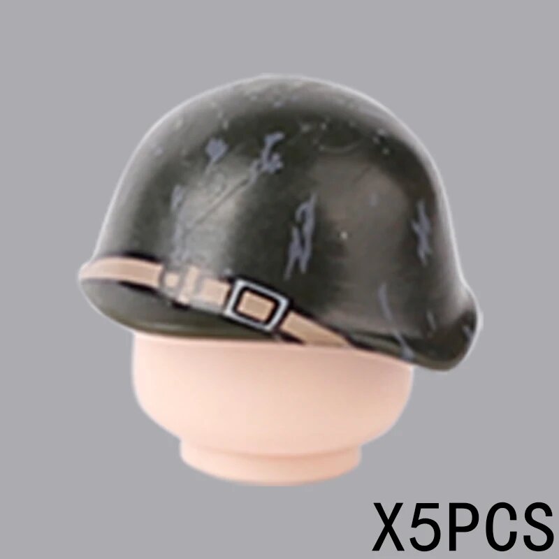 MOC WW2 Солдатские Фигурки и Шлемы из Пластика 5PCS-B1-30-6