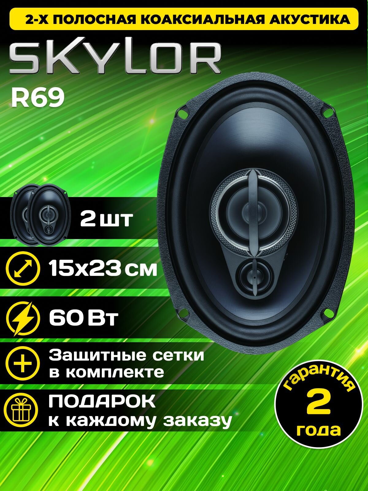 Коаксиальная акустическая система SKYLOR Reference R69 15x23см 2шт