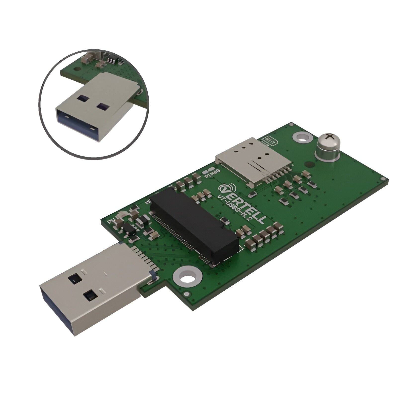 Адаптер Vertell VT-USB3-M.2 LONG для M.2 (NGFF) модемов 42 мм, USB 3.0, nano-SIM
