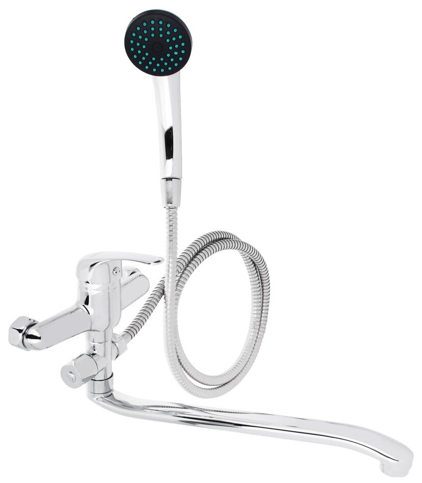 Смеситель для ванны с дл. изливом керам. дивертор, с душ набором,35мм, цинк. СоюзКран