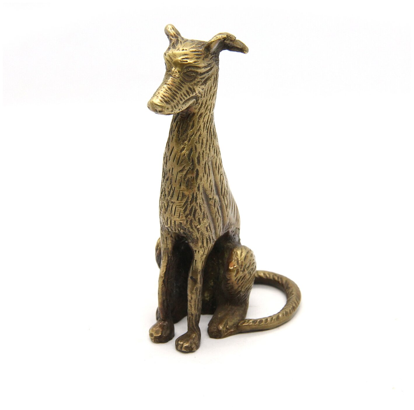 Статуэтка из бронзы – собачка породы Левретка, золотистая, 6*4*11см, Индия