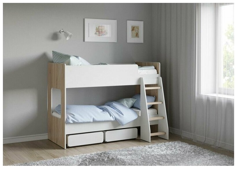 Двухъярусная кровать Легенда К501.52 сонома/белый спальное место 160х75 см