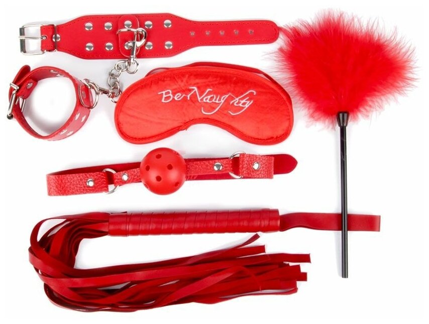 Набор красных БДСМ-аксессуаров из 5 предметов, Bior toys, поливинилхлорид (ПВХ, PVC), красный