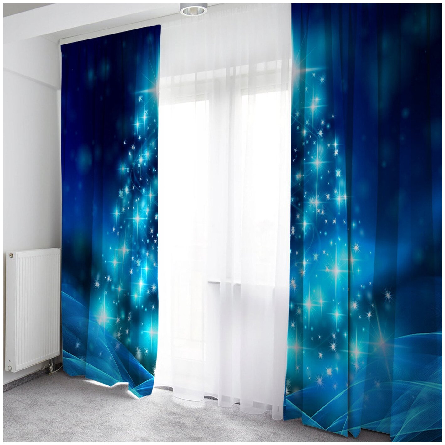 Фотошторы из габардина новогодние Good Room, 290x250 см.