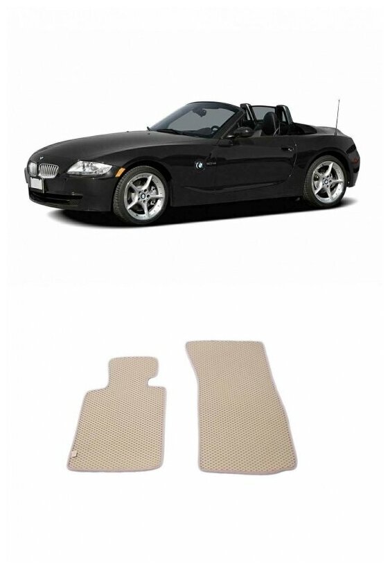 Ева коврики BMW Z4 (Е85) 2002 - 2005/ Ева ЭВА сота/ цвет Серый c черной окантовкой / EVA Smart / коврики в салон автомобиля Бмв