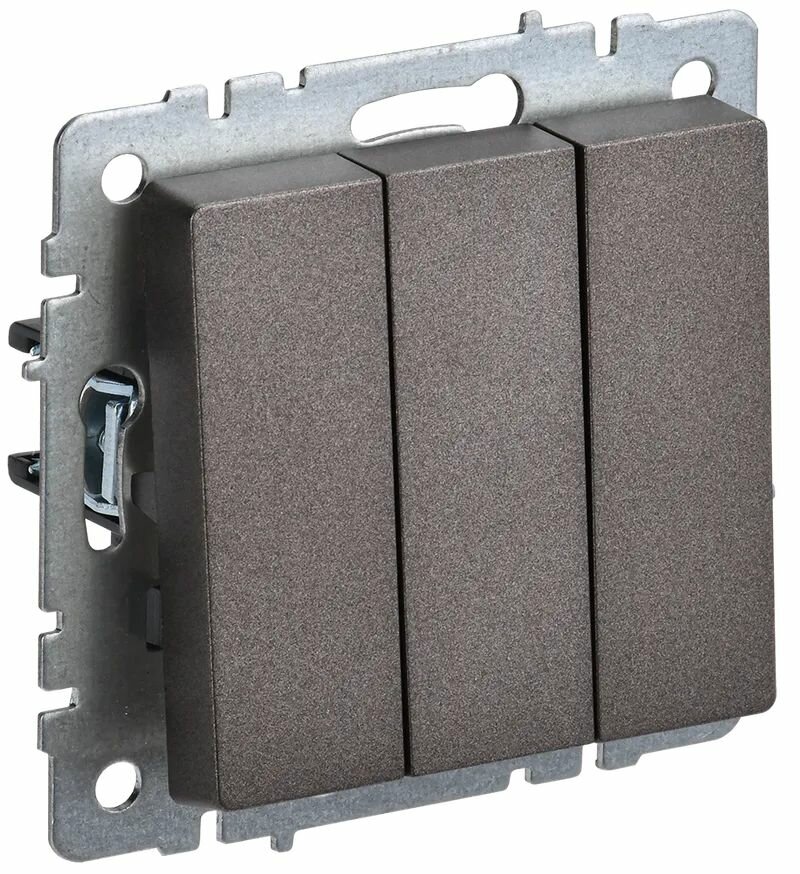 Выключатель 3-клавишный 3шт BRITE 10А скрытой установки темная бронза IEK BR-V30-0-10-K45