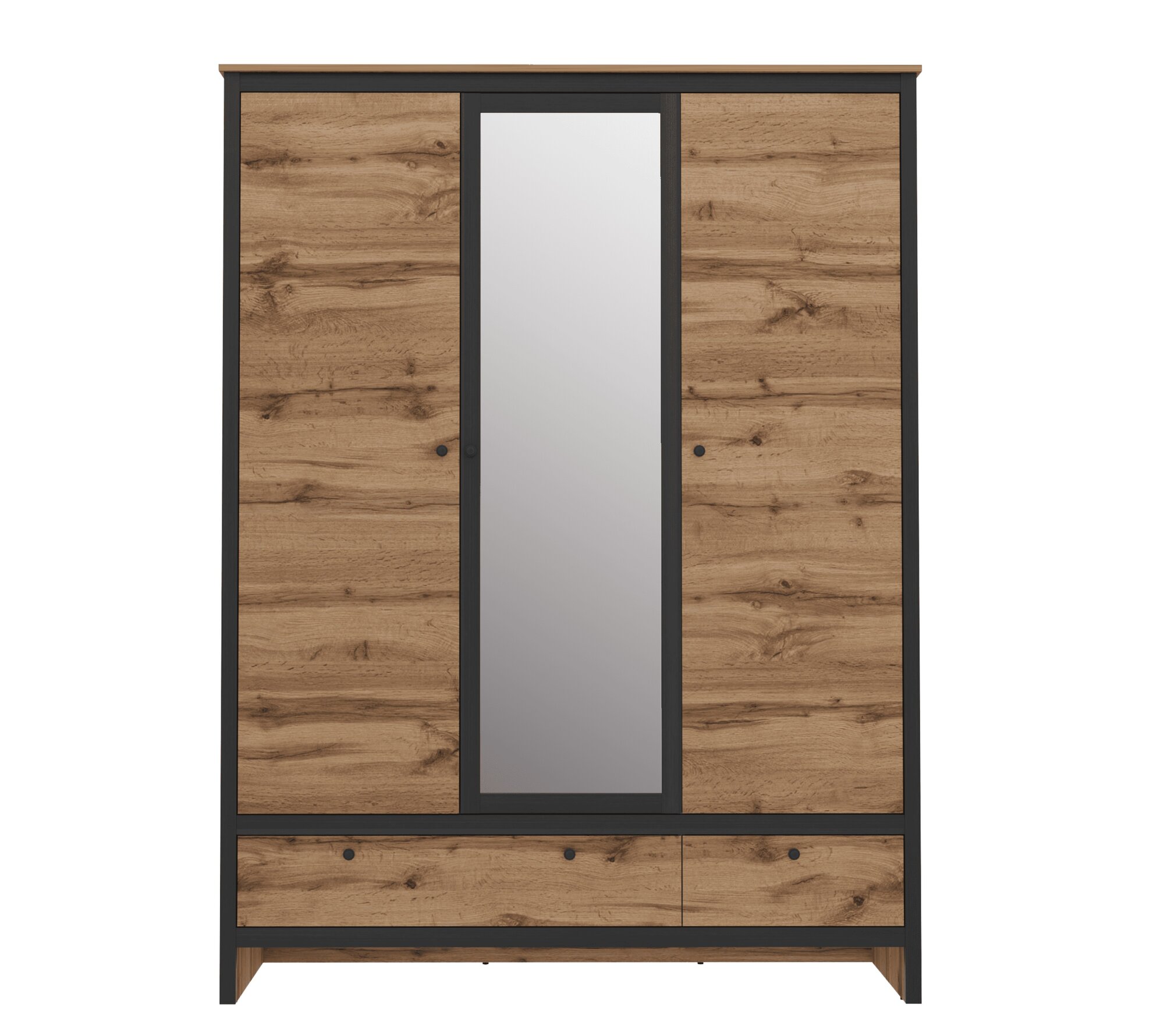 Шкаф БРВ Мебель LOFT SZF3D2S Дуб вотан/Черный Размеры: Высота 2205мм Глубина 605мм Ширина 1655мм