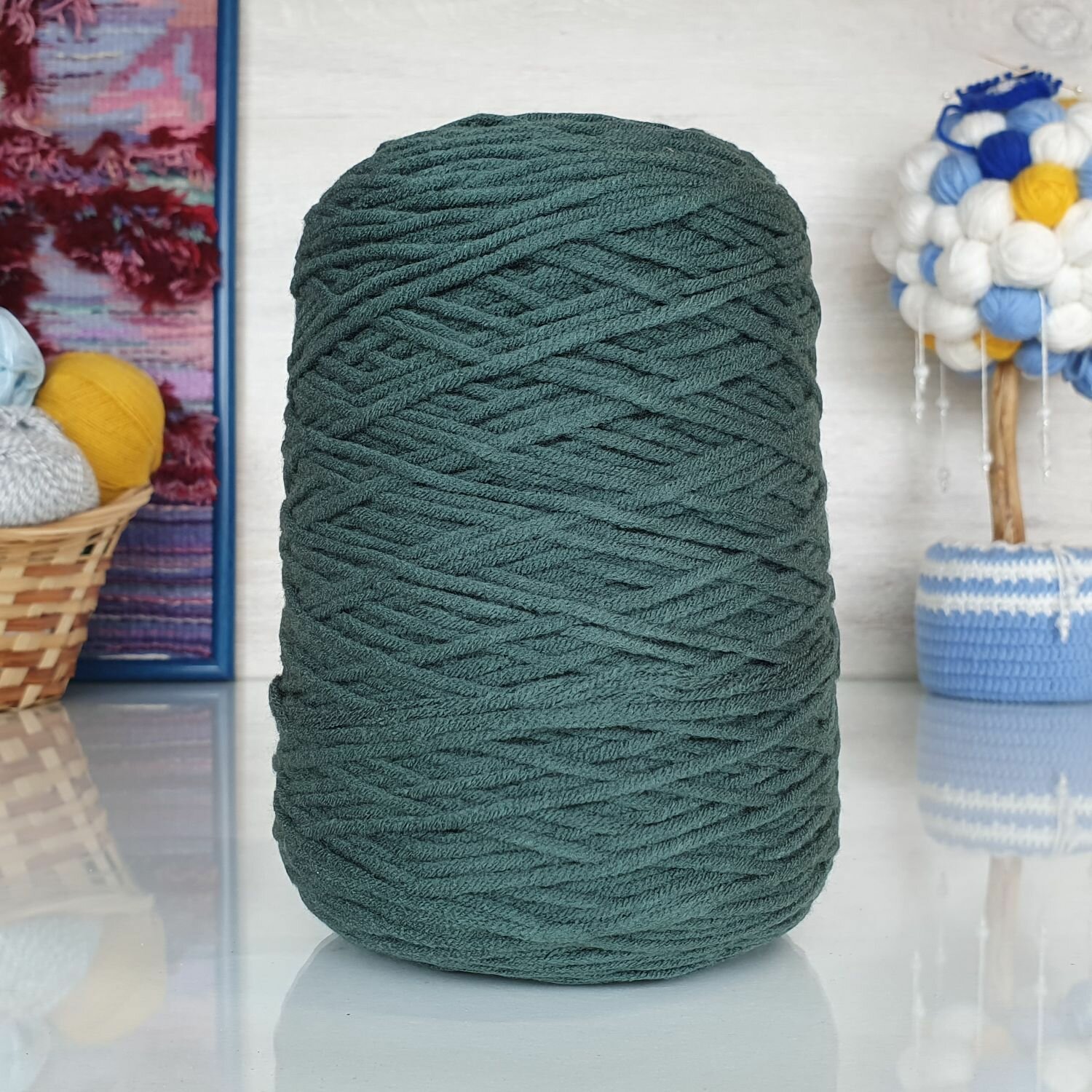 Пряжа MALIK HOBBY Соловей, тафтинг, болото - 63, 100% акрил, 1 бобина, 400 г, 400 м.