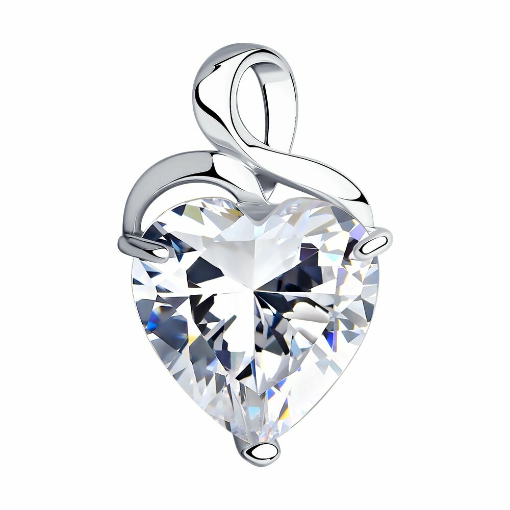 Подвеска, серебро, 925 проба, родирование, фианит