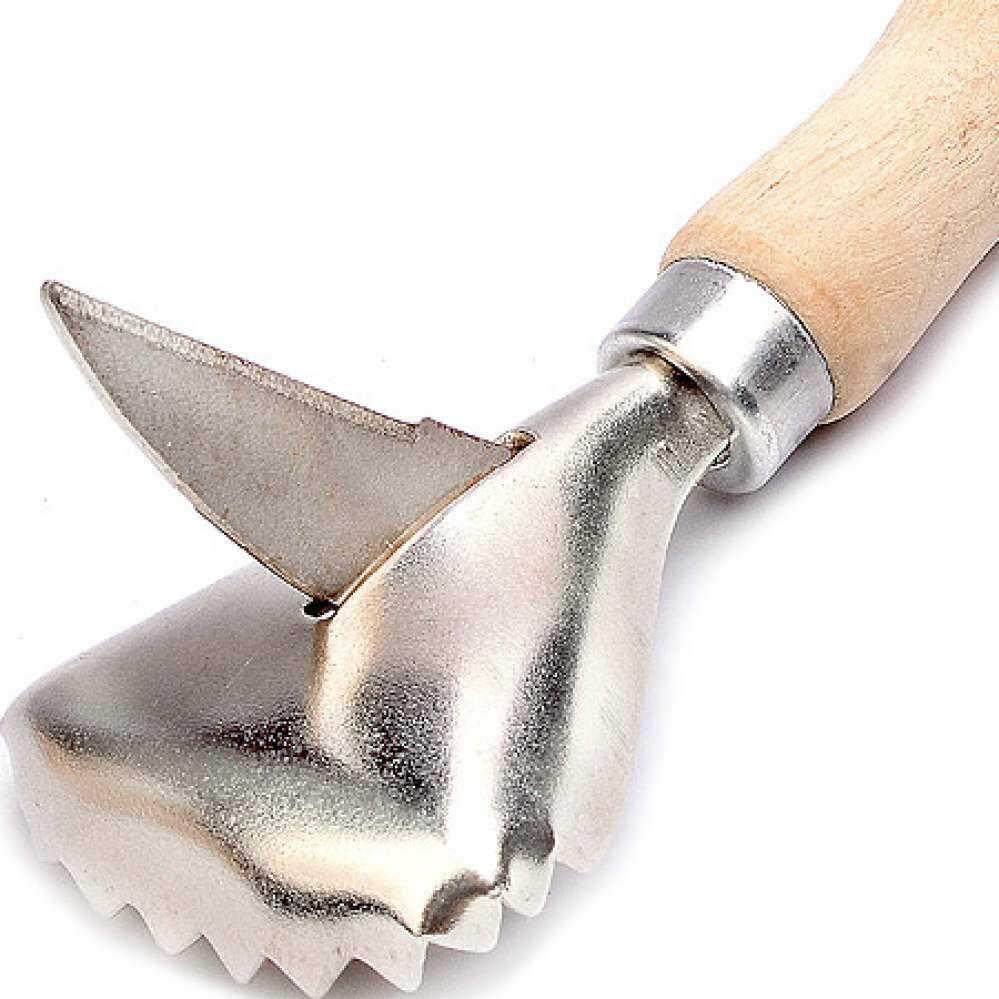 Рыбочистка, нож для вспарывания, металл, ручка натуральное дерево - 1 шт