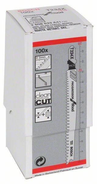 Пилки для эл. лобзика T 234 X (100 шт, металл)