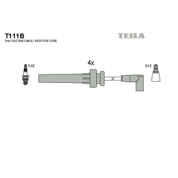 Комплект высоковольтных проводов для автомобиля, TESLA T111B (1 шт.)
