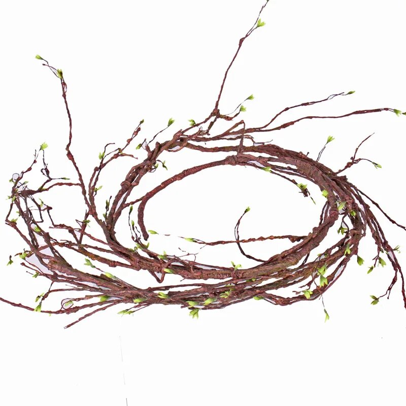 Пластиковые веточки из ротанга 300 см, искусственные веточки лианы, искусственные веточки на стену, искусственные растения, лоза, украшение для дома, свадьбы, вечеринки, сада With green leaves