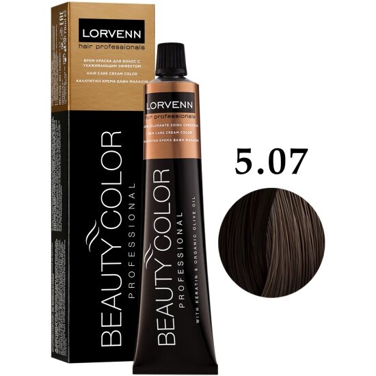 Краска для волос Lorvenn Beauty Color Professional, тон 5.07