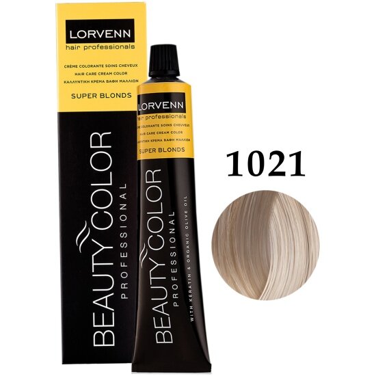 Краска для волос Lorvenn Beauty Color Professional Super Blonds, тон 1021