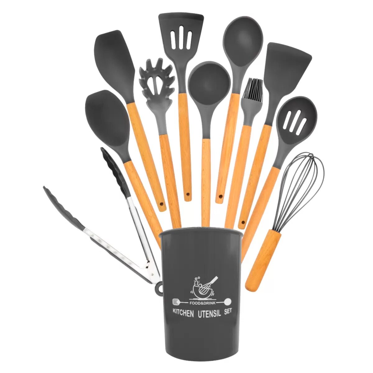 Набор кухонных принадлежностей 11 шт, темно-серый, Kitchen Angel KA-SLOP-05
