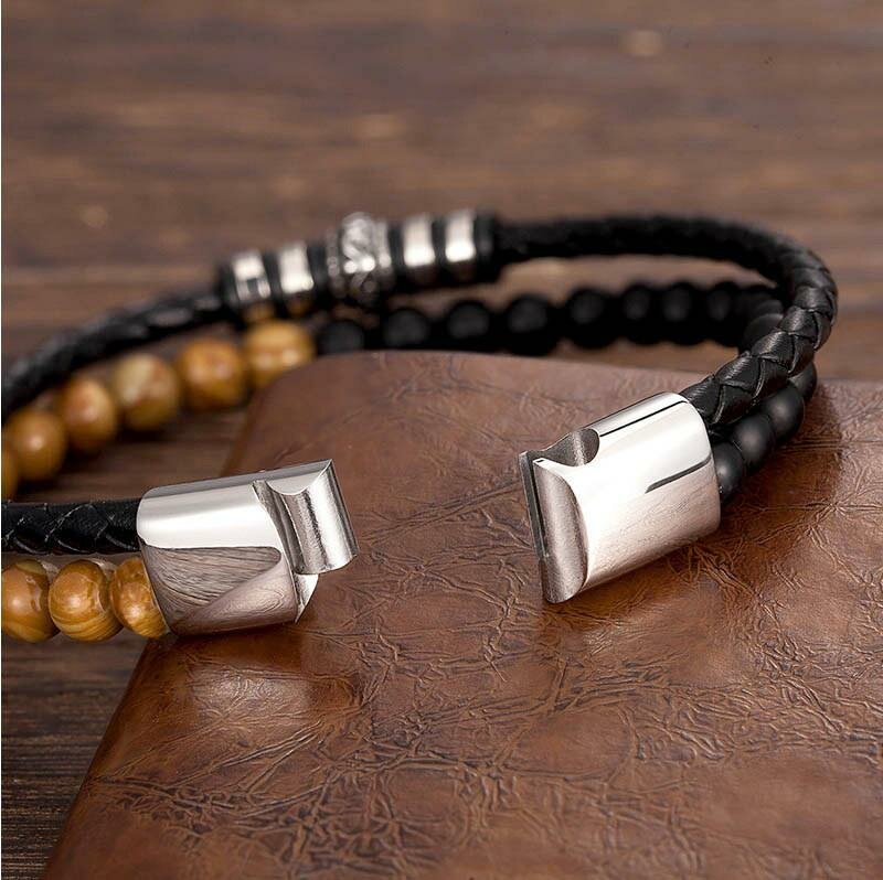 Браслет, металл, тигровый глаз, кожа