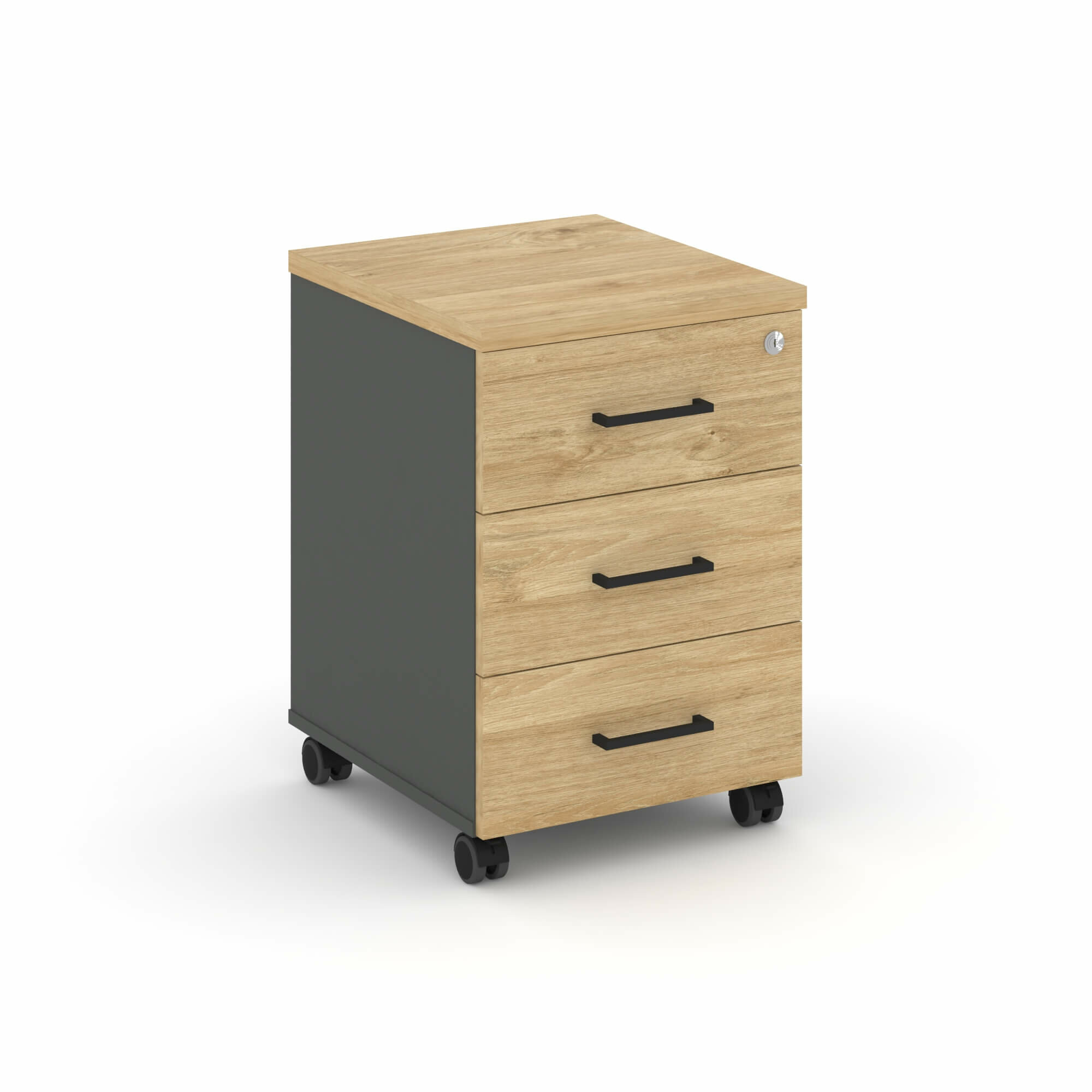 Тумба мобильная 3 ящика Стайл Проджект/Style Project Riva SN. TM-002 Антрацит /Тиквуд Светлый 416*460*611