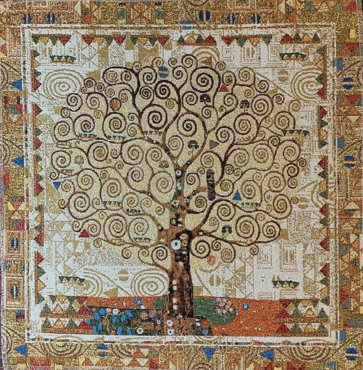 Гобелен, гобелен без рамы с люрексом Густав Климт "Древо жизни" /45х45 см