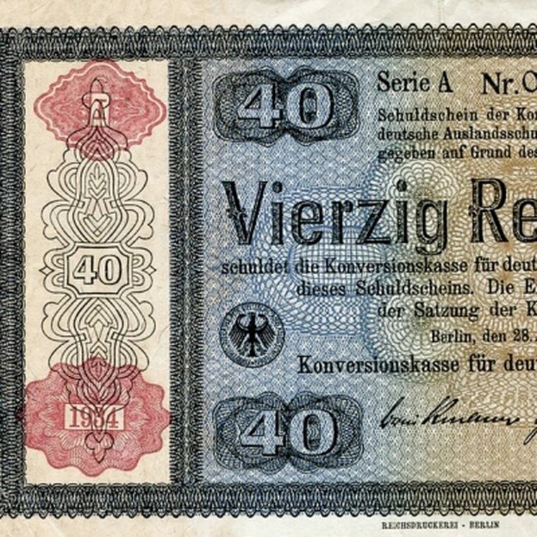 40 рейхсмарок 1934 года Германское государство, сувенирная копия, банкноты и купюры редкие коллекционные