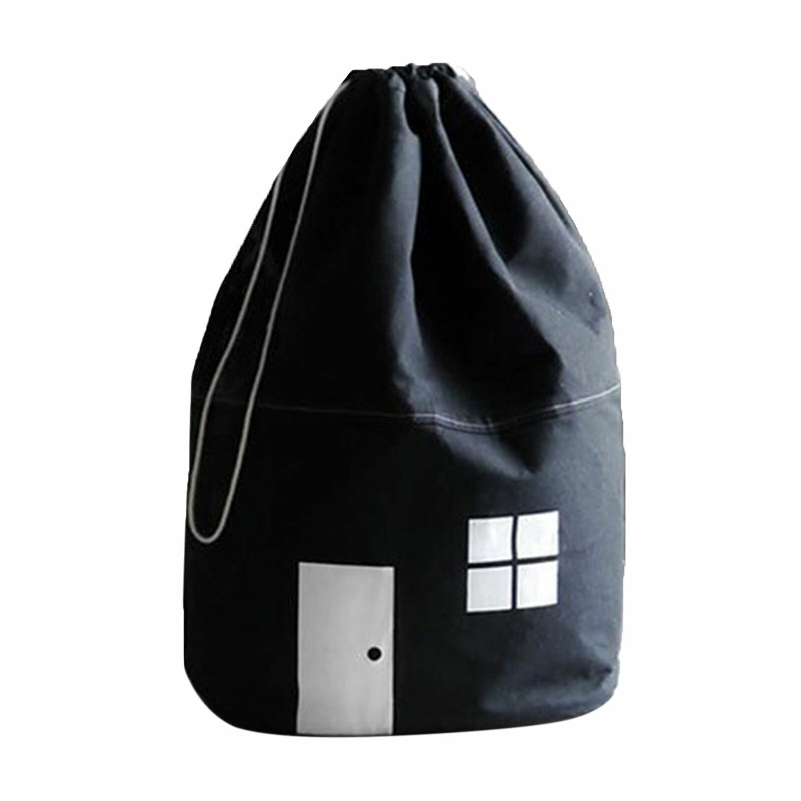 Черно-белая маленькая сумка для хранения на шнурке для дома, сумка для игрушек из чистого хлопка с прочными шнурками для хранения игрушек и аксессуаров