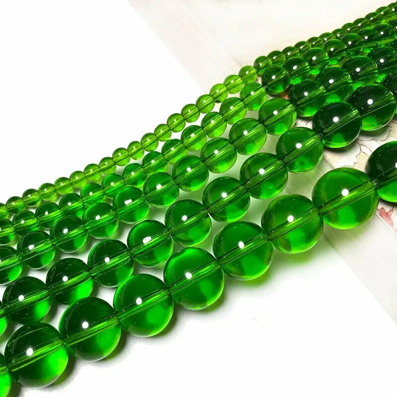 Бусины LUOMAN XIARI из агата, кристаллов, нефрита, бирюзы, Изумрудный, 8mm about 46pcs, Green Glass