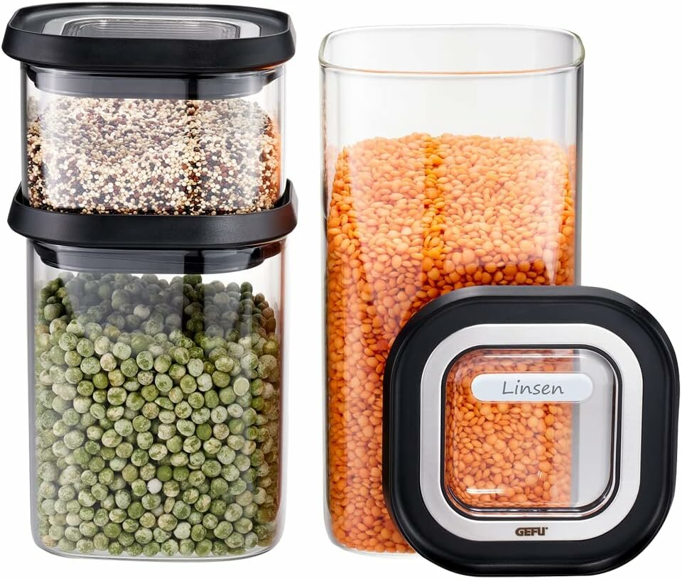 Набор контейнеров для хранения - GEFU Pantry - 3 шт, стеклянные банки с герметичной крышкой, 12807