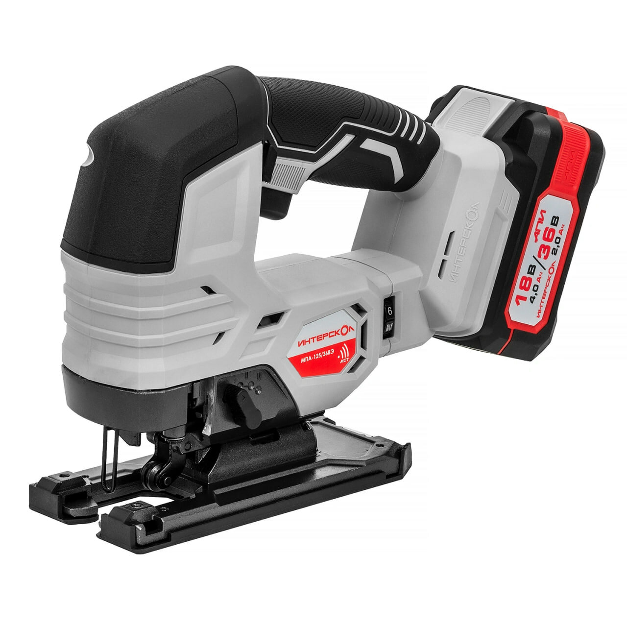 Электролобзик ИНТЕРСКОЛ МПА-125/36ВЭ, арт. 822.2.2.70, АПИ (2 акк, 2 Ач, ЗУ), кейс
