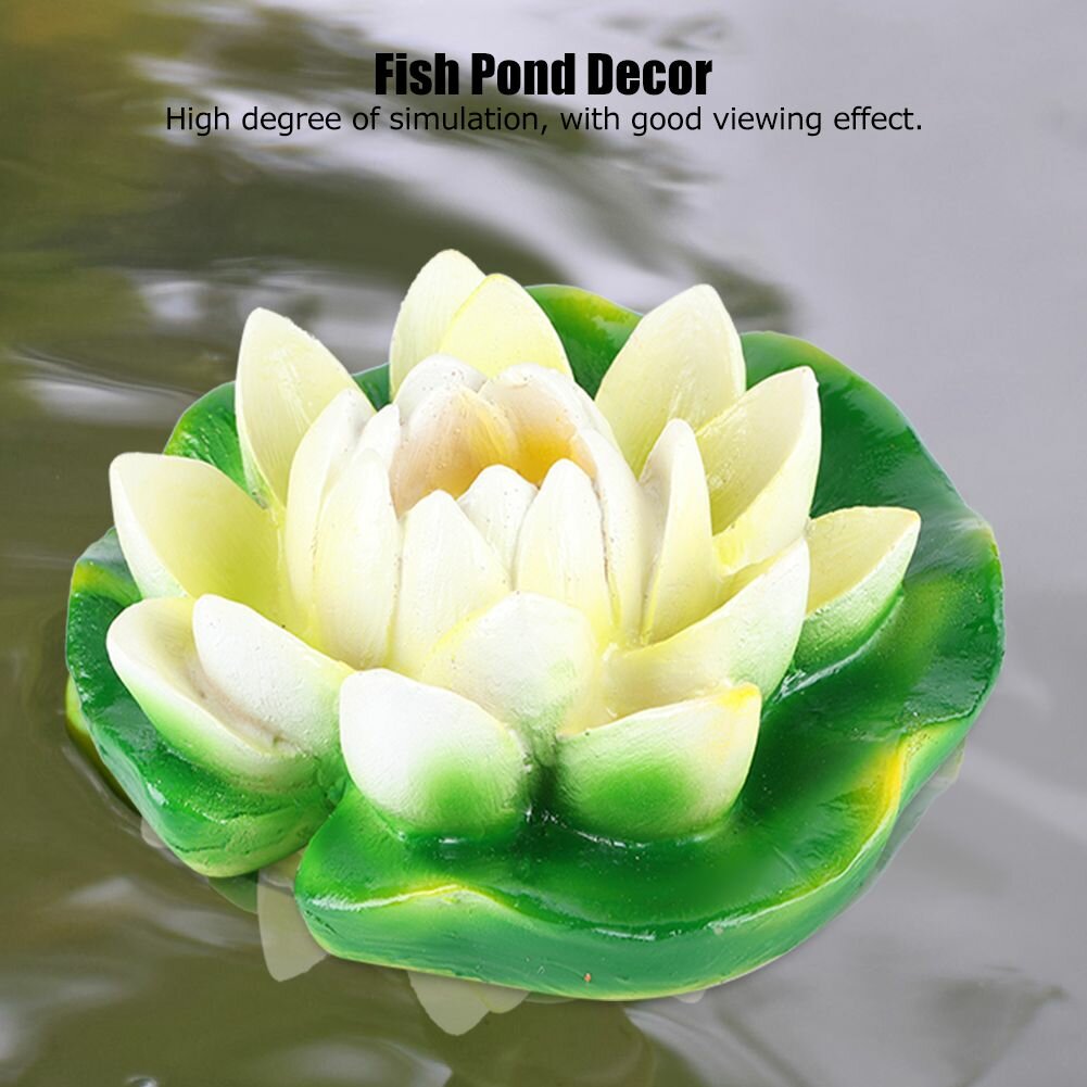 Плавающий орнамент лотоса для пруда и аквариума 14 см из прочной синтетической смолы с детализированными лепестками