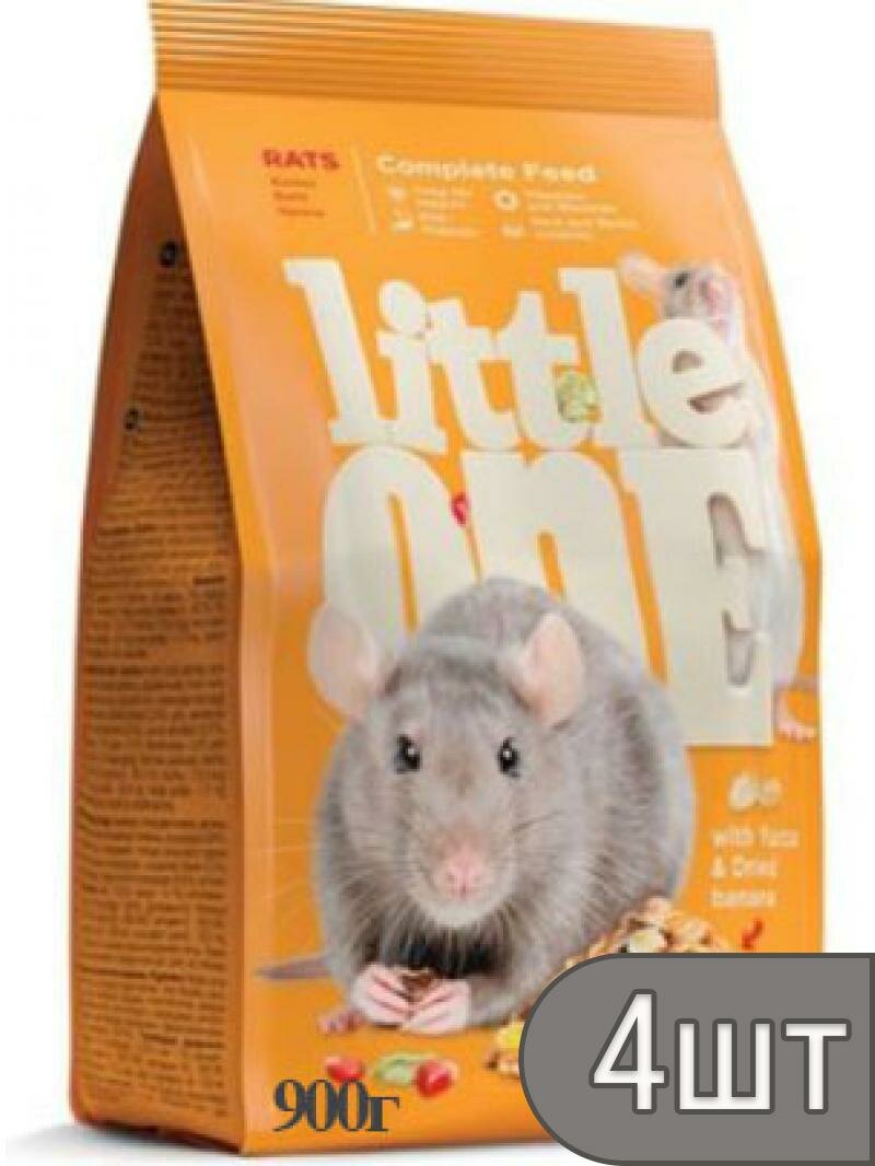 Little One Набор 4 шт Корм для крыс, 900г 3.6 кг