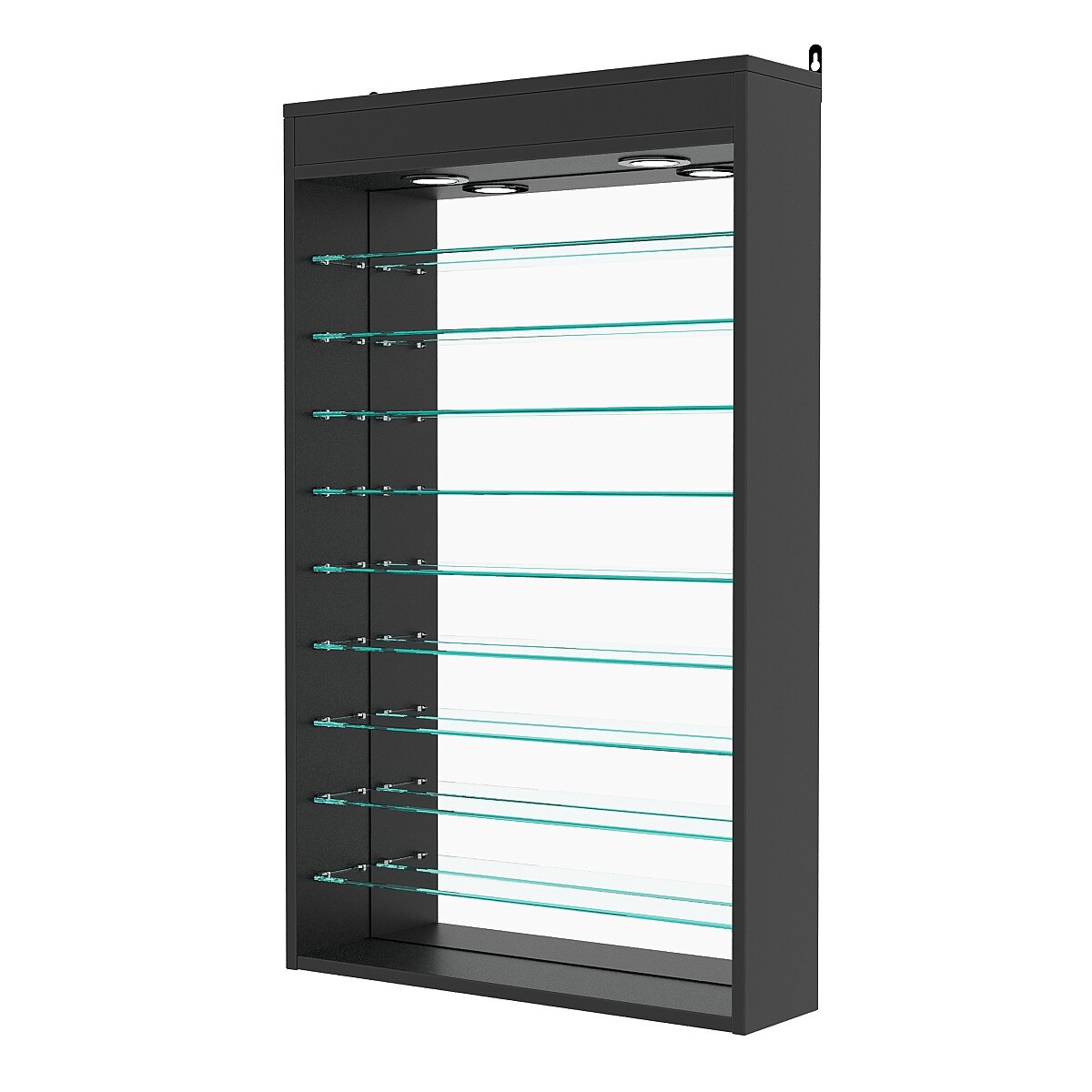 Витрина настенная №2-8Г с зеркалом и с подсветкой, Черный. Производитель товара - компания Westcom.