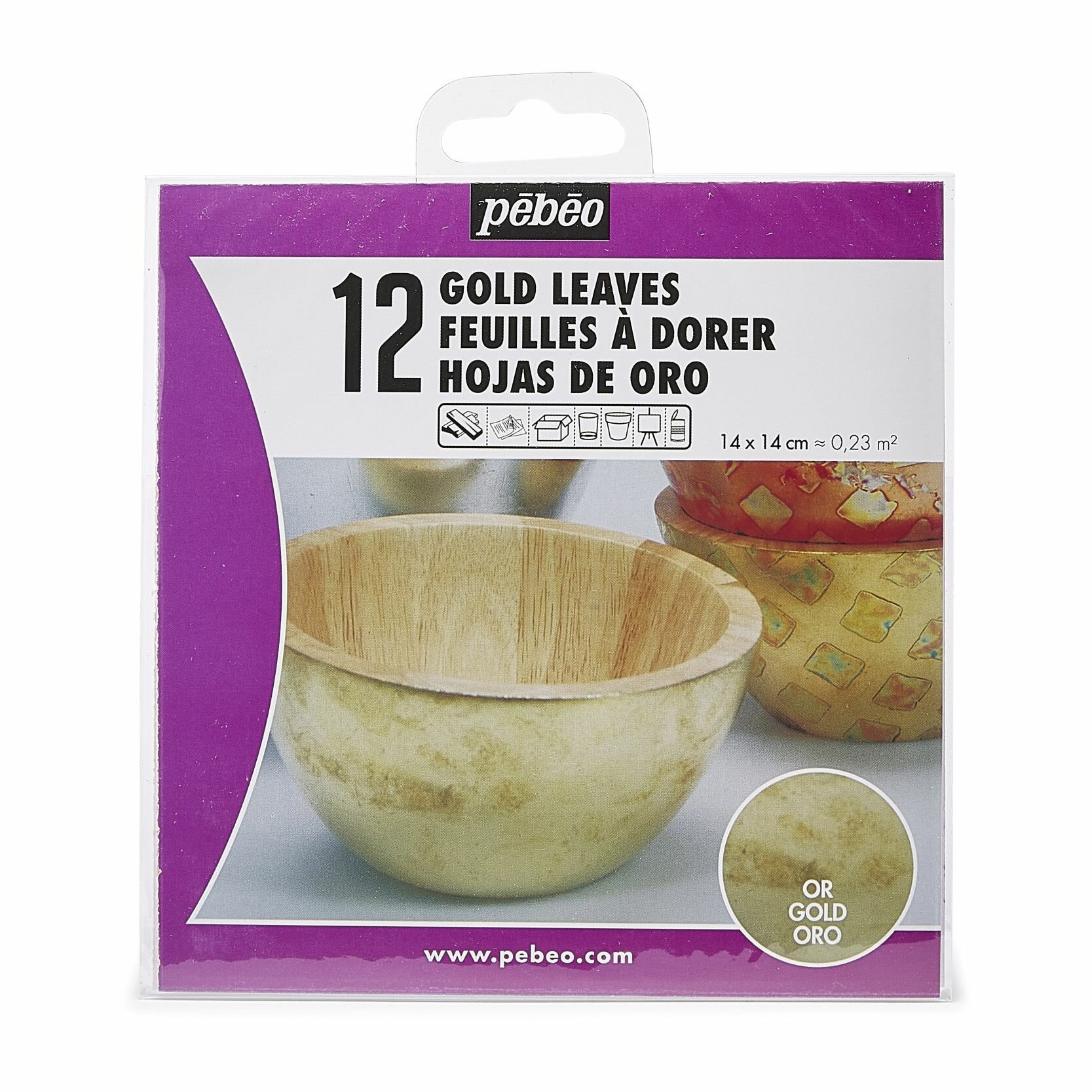 PEBEO Deco набор листовой потали 14 x 14 см 12 штук 1.5 гр, Под золото 094208