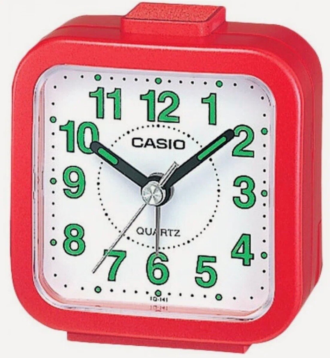 Будильник CASIO TQ-141-4D, на батарейках, с секундной стрелкой, красный