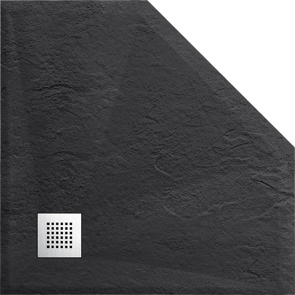 Поддон для душа Vincea VST-4SP1010A из искусственного камня, 100x100 см, черный, низкий, пятиугольный