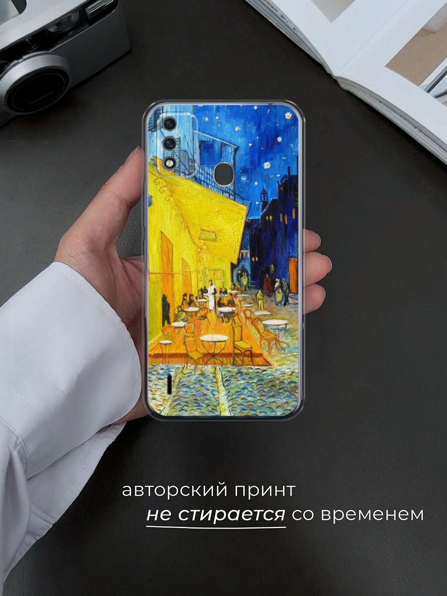 Силиконовый чехол на Itel A48 / Ител А48 с принтом "Ван Гог Желтый дом" — фото 1