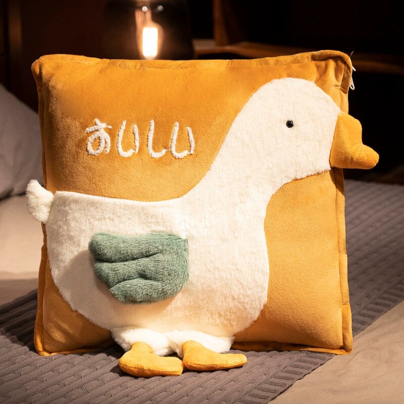 Большая подушка-гусь для девочек, плюшевая игрушка-кукла, тканевая кукла, подушка и одеяло 2-в-1, милая кукла для