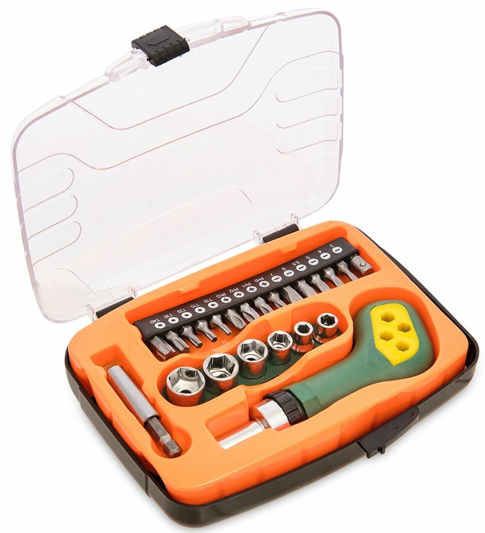 Набор головок и бит с ключом-трещоткой 27 предметов xs008 C A2172523