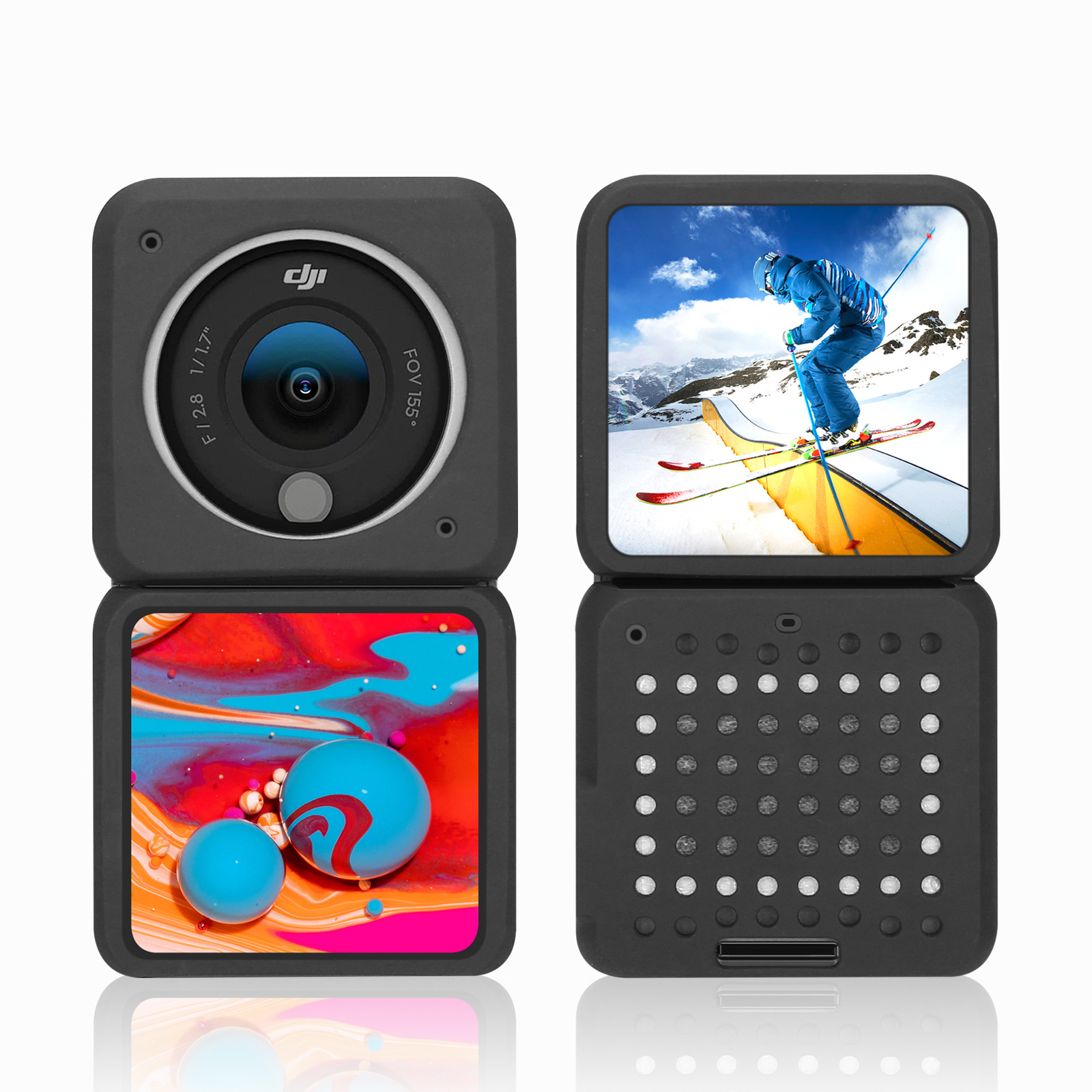 Чехол MyPads "Antiurto", силикон, для фотокамеры DJI Action 2, чёрный