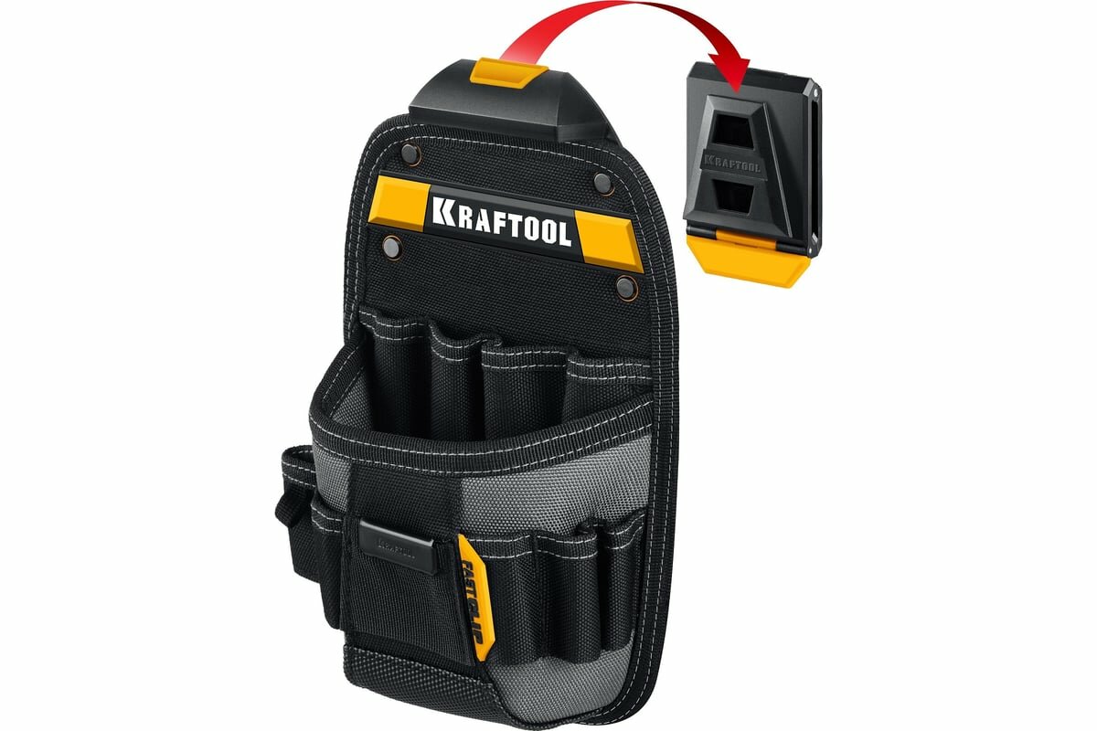 KRAFTOOL FastClip KP-11 Поясная сумка 170x360 мм с 11 карманов и петель, быстрое крепление