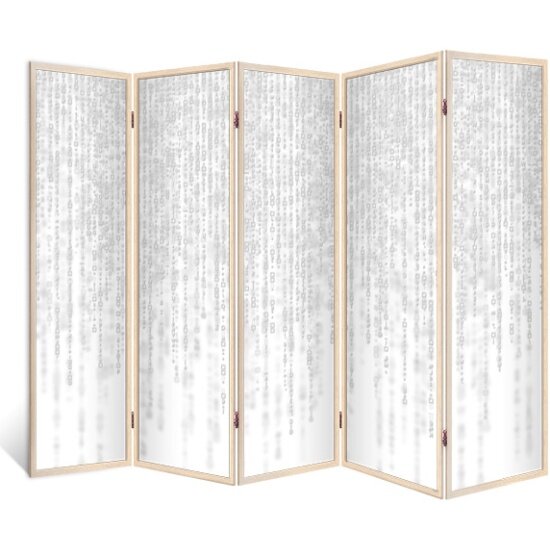 Ширма перегородка Декор Депо для комнаты деревянная "Дождь" двухсторонняя с картинкой (абстр) 5 створок кремовый дуб 176х230 см 18 кг