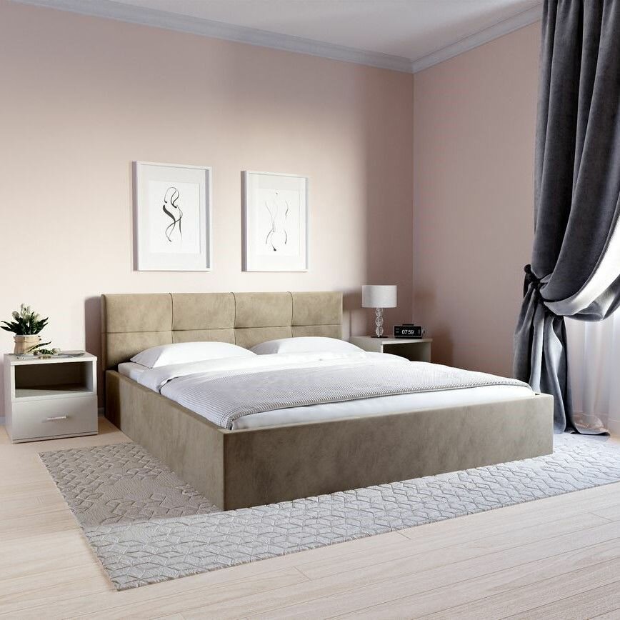 Кровать с подъемным механизмом NS Optima Lait велюр мокка, 140х190, без ножек