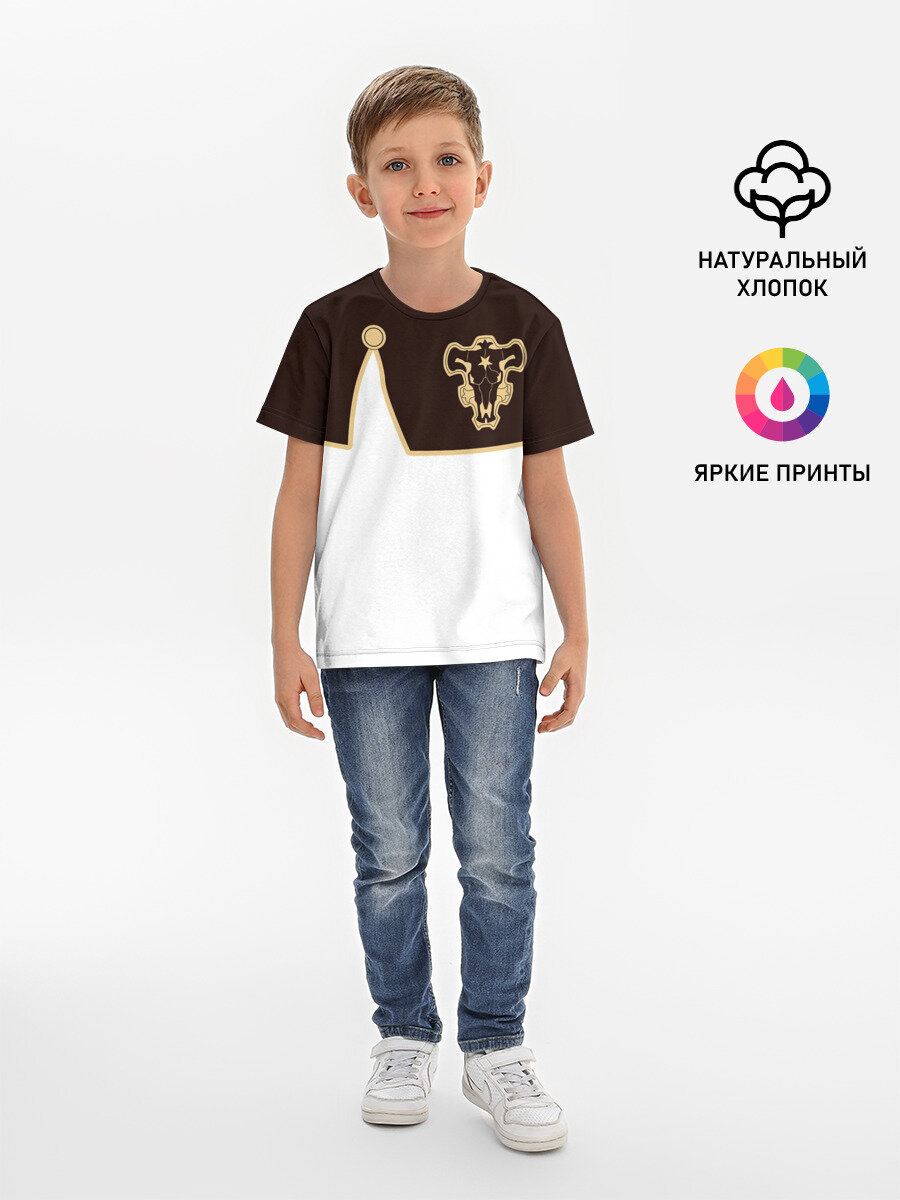 Футболка хлопковая детская Мантия Чёрный Бык (Белый)