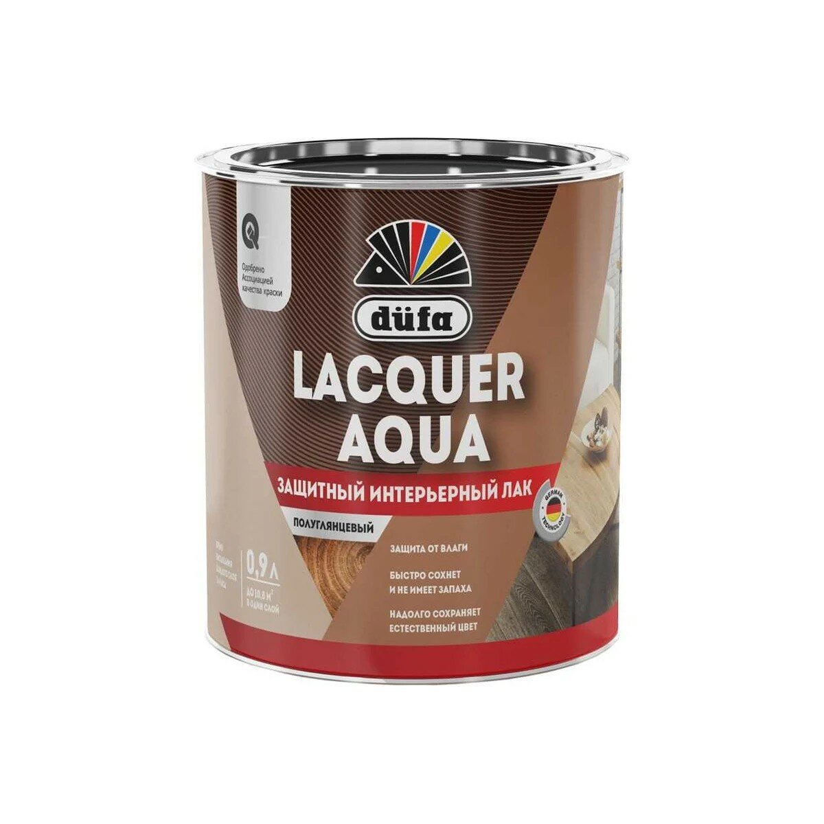 Лак Dufa Lacquer Aqua, для внутренних работ, водостойкий, акриловый, 0,9л
