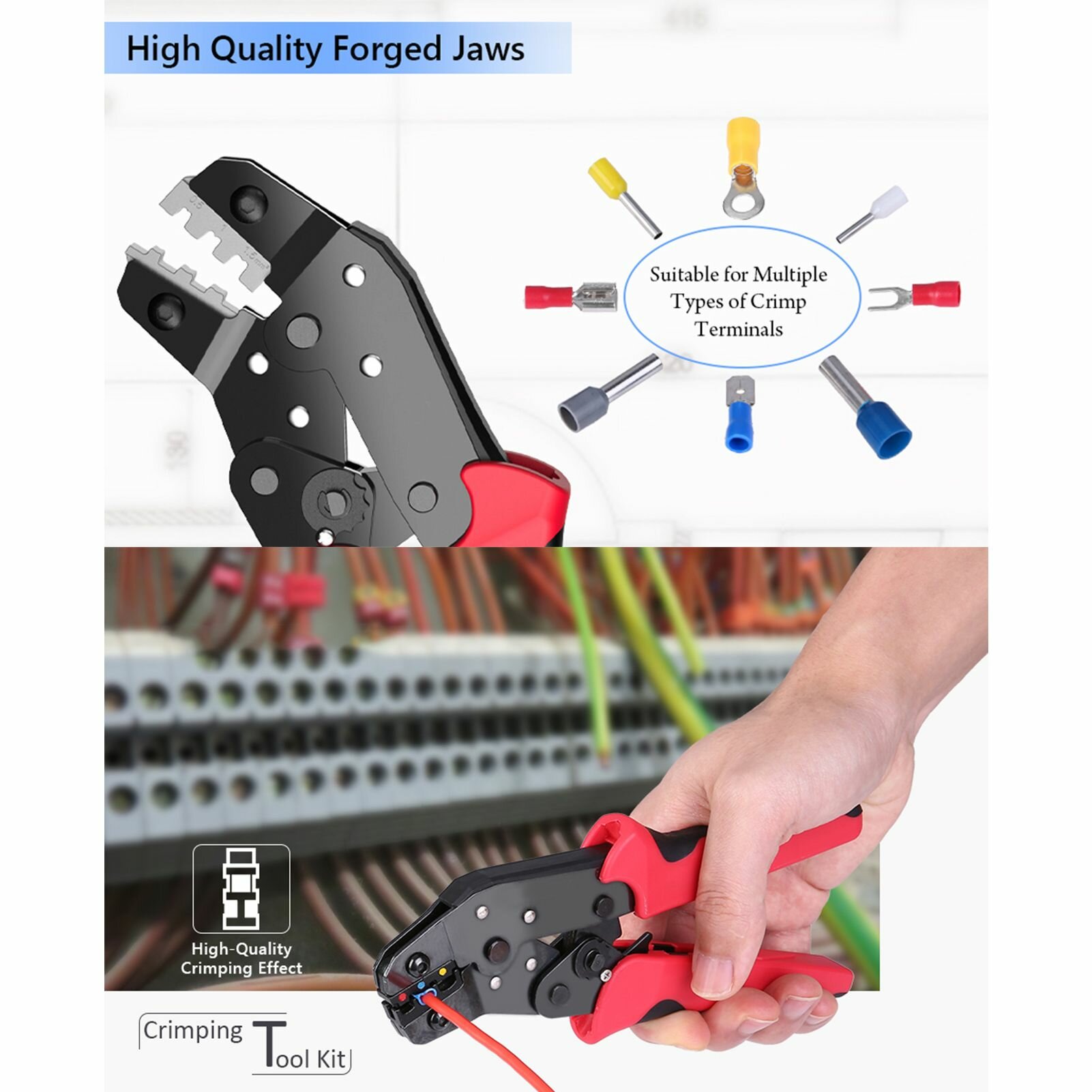 Набор обжимных инструментов с 4 матрицами, сумка,