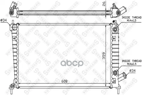 Радиатор системы охлаждения (c АКПП) SAAB 9-5 2.0-2.3i 16V 05> Stellox арт. 10-26663-SX