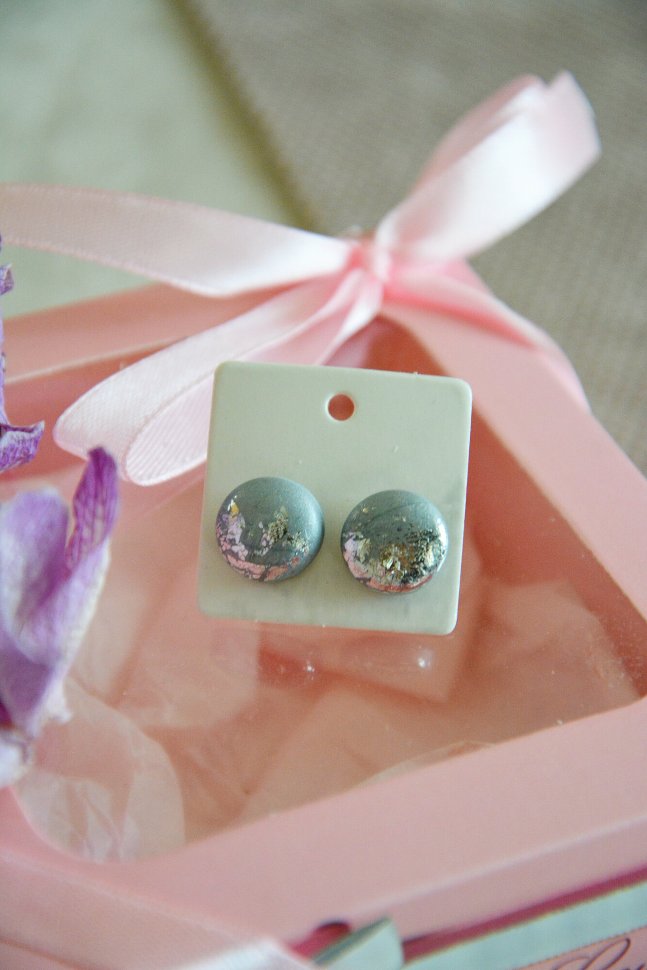 Серьги пусеты, полимерная глина