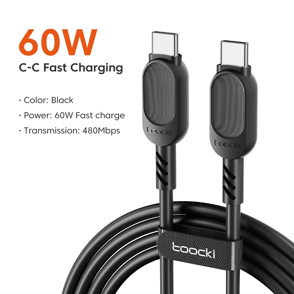 Кабель Toocki с разъемами USB Type-C и USB Type-C, 60/100 Вт