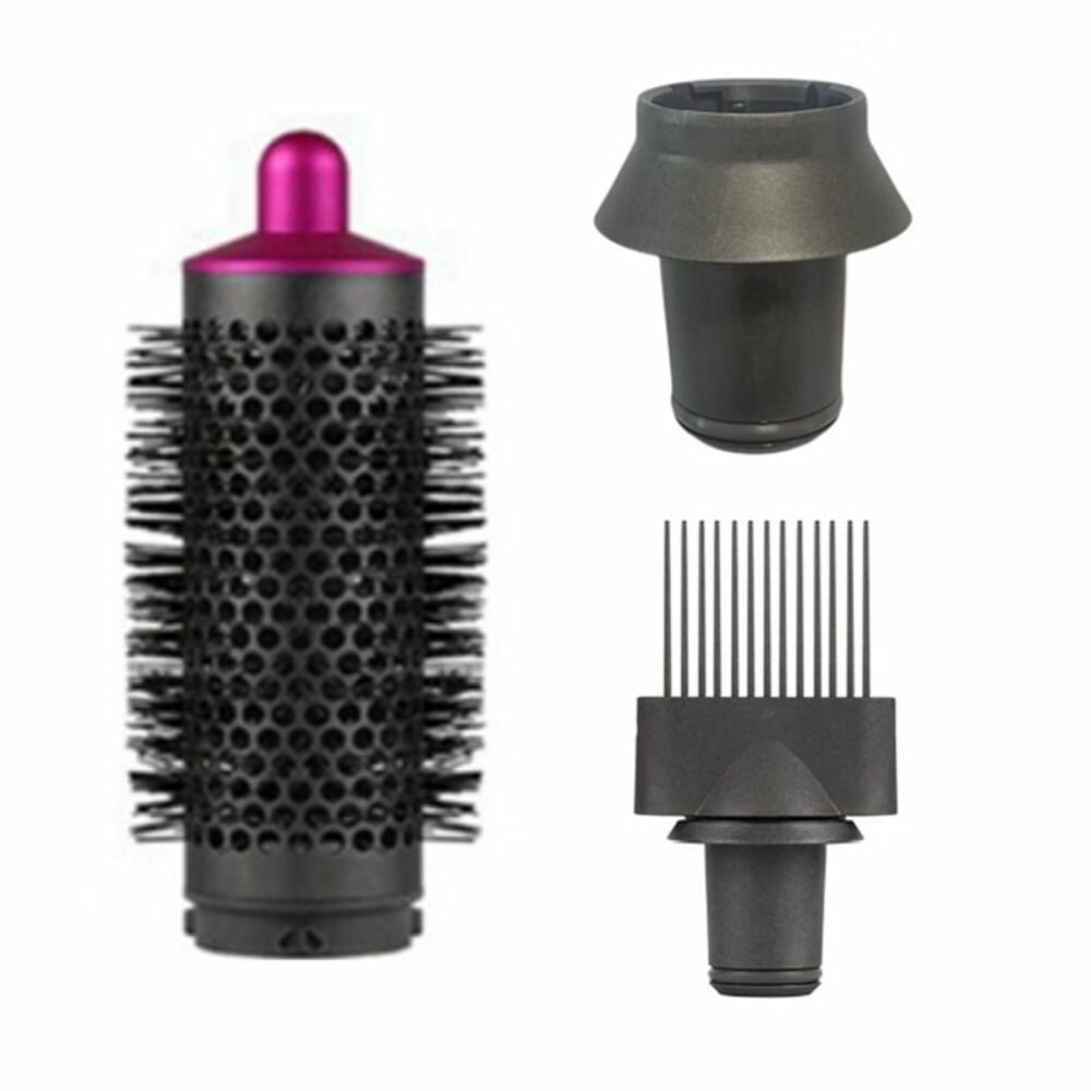Цилиндрическая расческа с широкими зубьями для Dyson Supersonic, фен, насадка для завивки, пушистая насадка для укладки прямых волос, инструмент