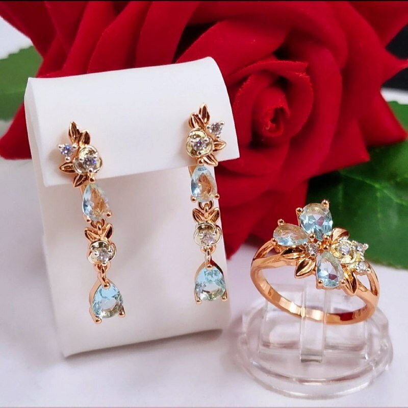 Комплект бижутерии, фианит, искусственный камень