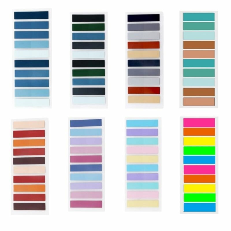 1 набор из 8 карточек, цветная наклейка Morandi color index-прозрачная нижняя карточка